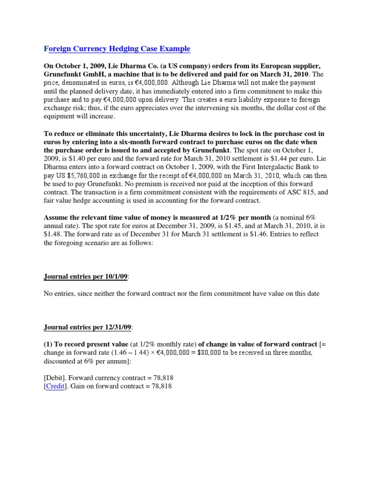 Foreign Currency Hedging Case Example | PDF | Debits And Credits | Euro
