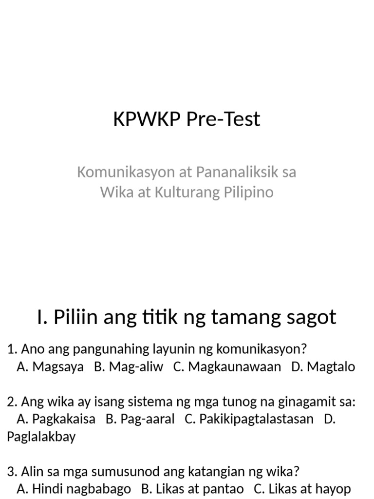 Ano Ang KPWKP, Pagpakikilala Sa Asignatura | PDF