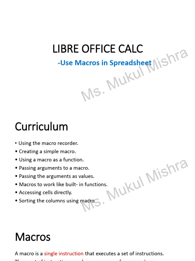 Using Macros in LibreOffice Calc | PDF | Macro (Computer Science ...
