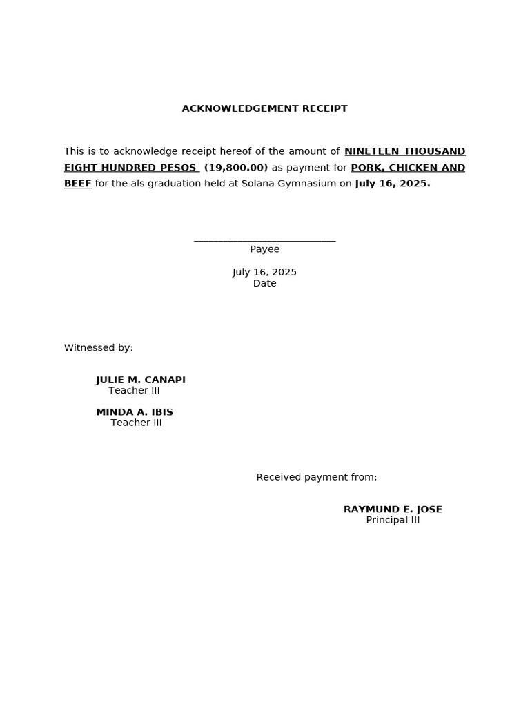 Acknowledgement Receipt | PDF