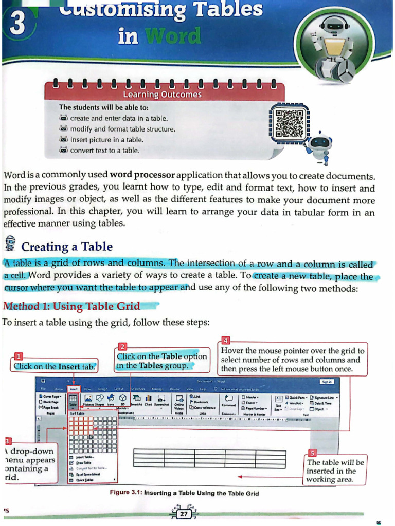 Class 5 Chapter 3 Customising Tables in Word | PDF