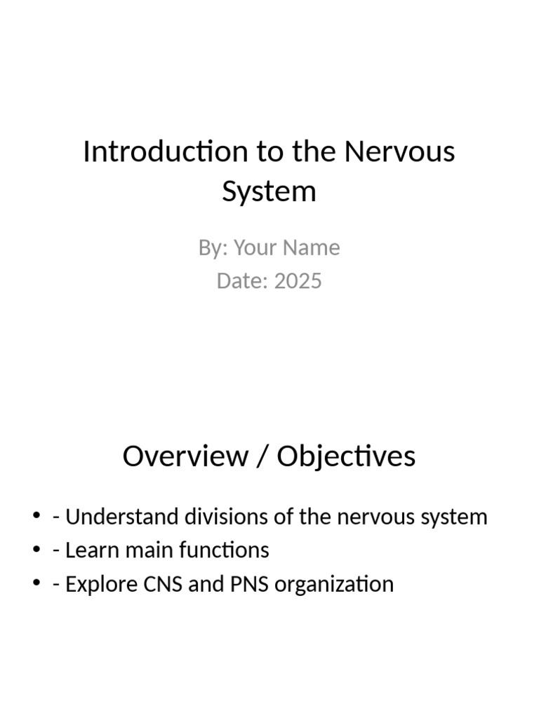 Introduction To Nervous System Presentation | PDF
