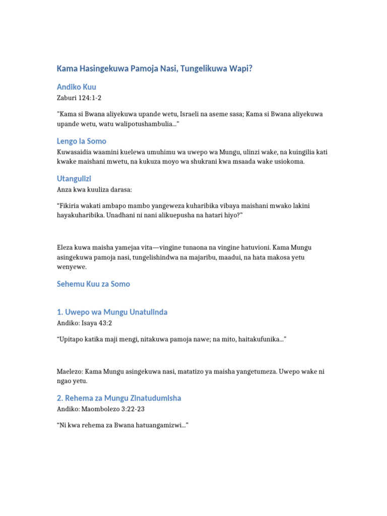 Kama Hasingekuwa Pamoja Nasi | PDF