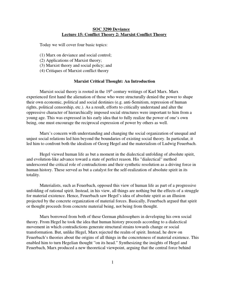Marxist Conflict Theory | Download Free PDF | Karl Marx | Deviance ...