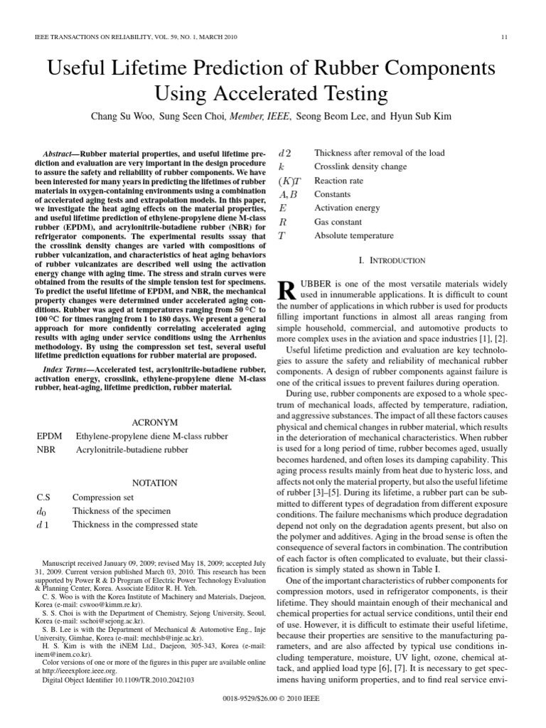 Rubber Lifetime Prediction via Aging Tests | PDF | Physical Sciences ...