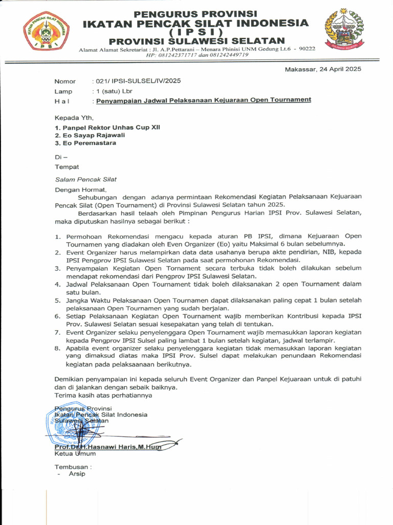 Jadwal Kejuaraan Pencak Silat 2025 | PDF