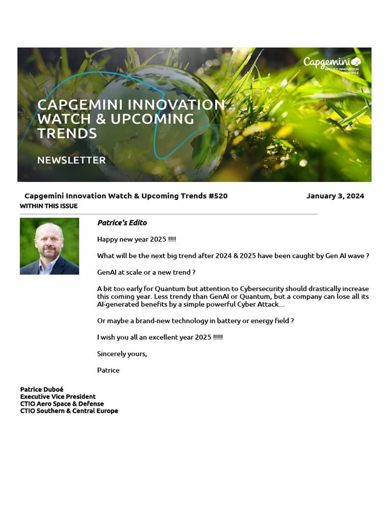 Capgemini Innovation Watch & Upcoming Trends #520 | PDF | Artificial ...