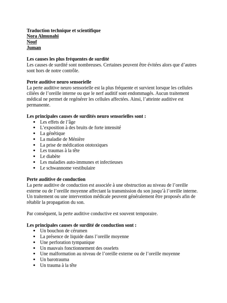 Traduction Technique Et Scientifique PROJET 2 | PDF