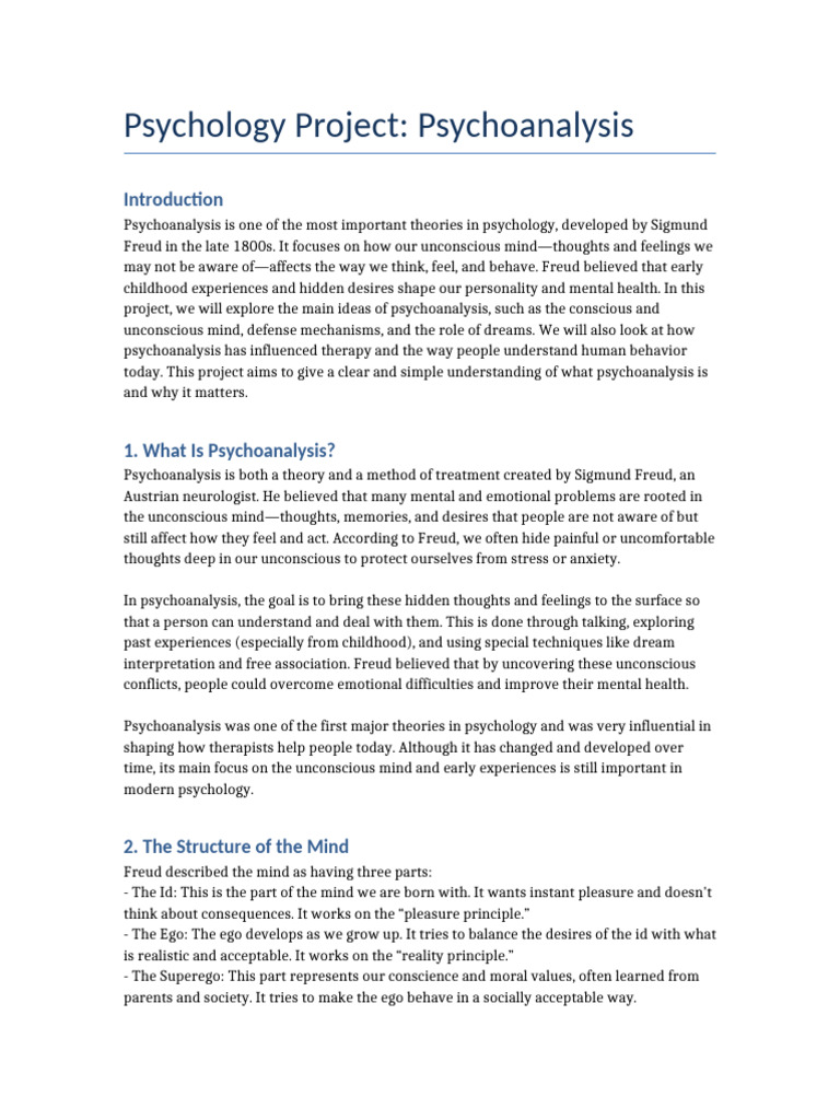 Understanding Psychoanalysis Basics | PDF | Psychoanalysis ...