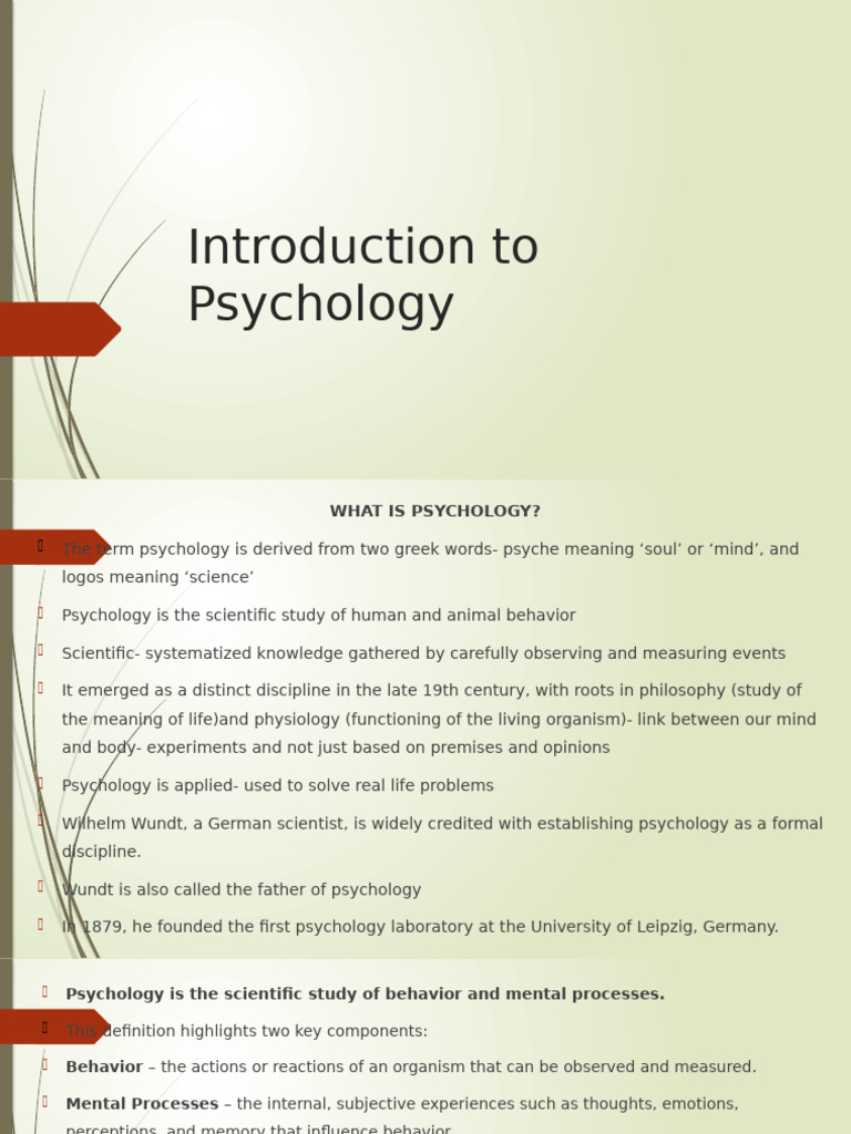 Introduction to Psychology Basics | PDF | Psychology | Mind