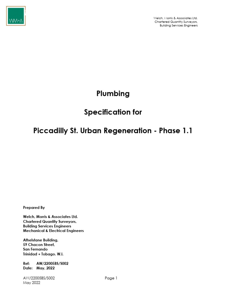 S002AW - 22005BS - Plumbing Specification | PDF | Specification ...
