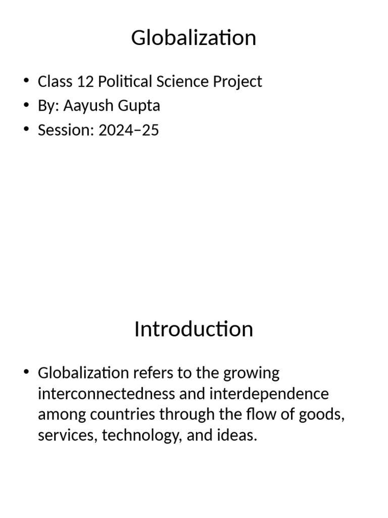 Globalization Project Aayush | PDF
