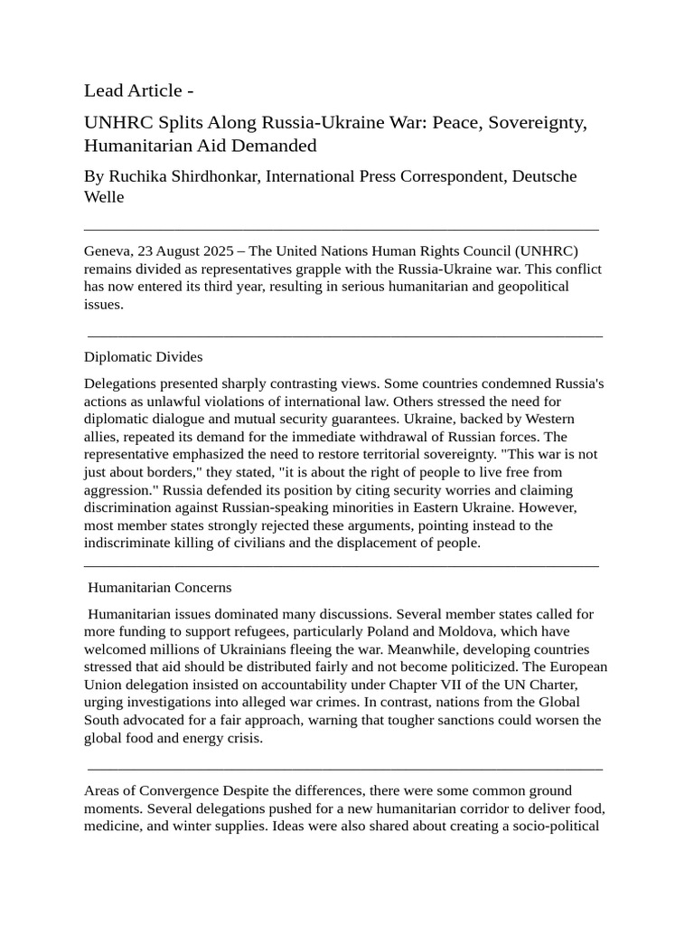 Lead Article - Ip - Vke Mun 2025-26 | PDF | Conflicts | Global Politics