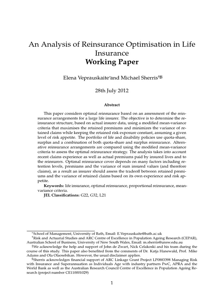 196 An Analysis of Reinsurance Optimisation in Life Insurance-Main ...