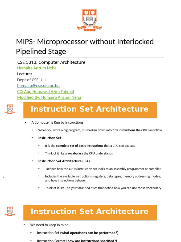 MIPS Part 1 (Updated) | PDF | Central Processing Unit | Computer Architecture
