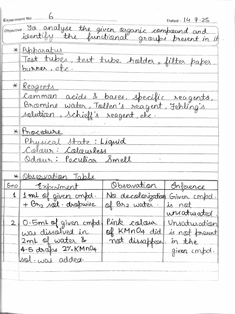 Organic Compound Analysis Experiment | PDF