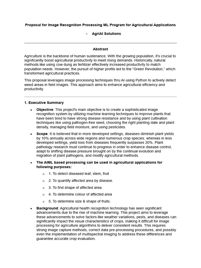Proposal For Image Recognition Processing ML Program For Agricultural ...