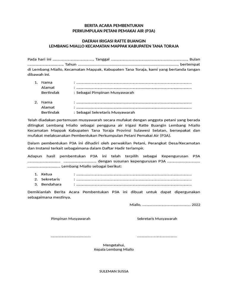 Pembentukan P3A di Lembang Miallo | PDF