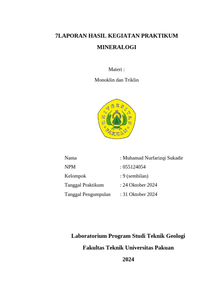 Praktikum Mineralogi: Monoklin & Triklin | PDF
