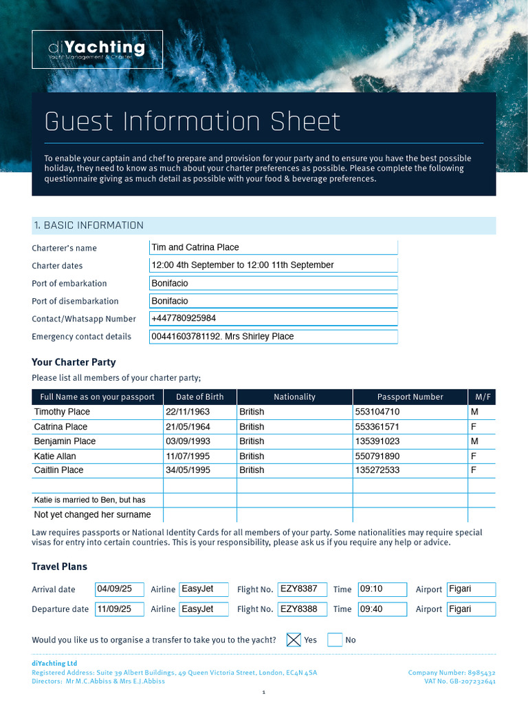 Charter Information and Preferences | PDF | Lunch | Chinese Cuisine
