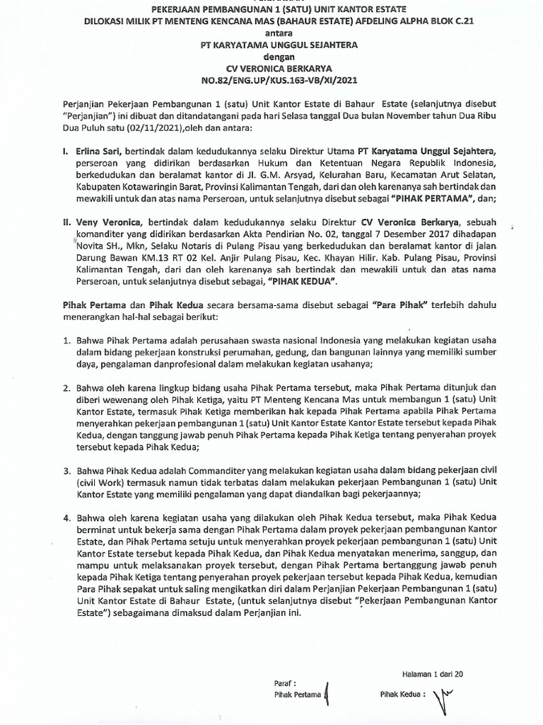 SPK NO. 82 Pembangunan Kantor Estate BHE - CV. Veronika | PDF