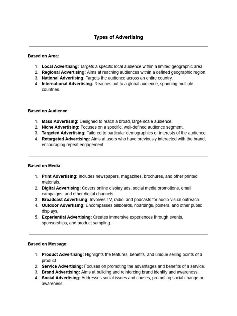Types of Advertising | PDF