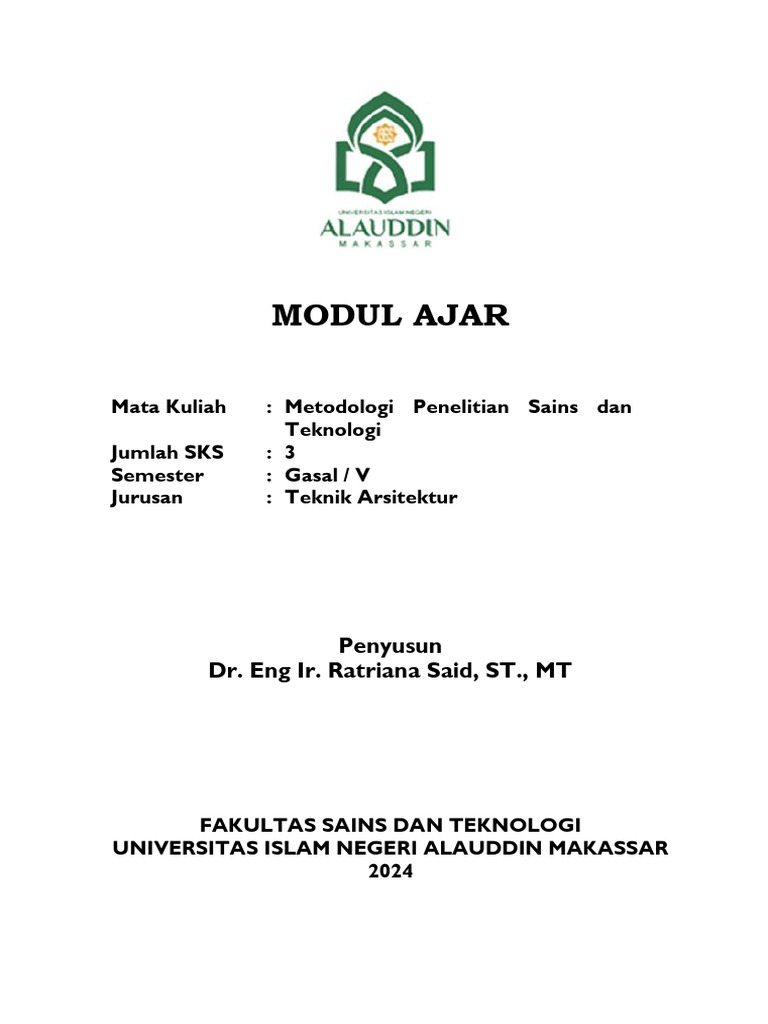 Modul Metodologi Penelitian Arsitektur | PDF