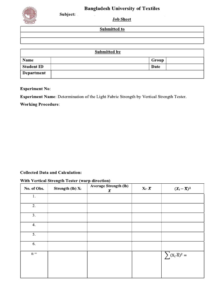 Job Sheet-Fabric Strength Test | PDF