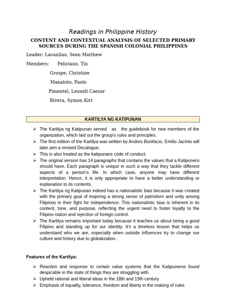 Philippine History: Primary Source Analysis | PDF