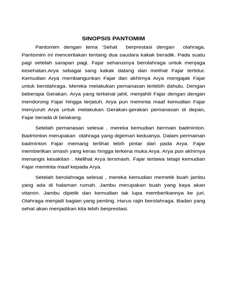Sinopsis Pantomim | PDF