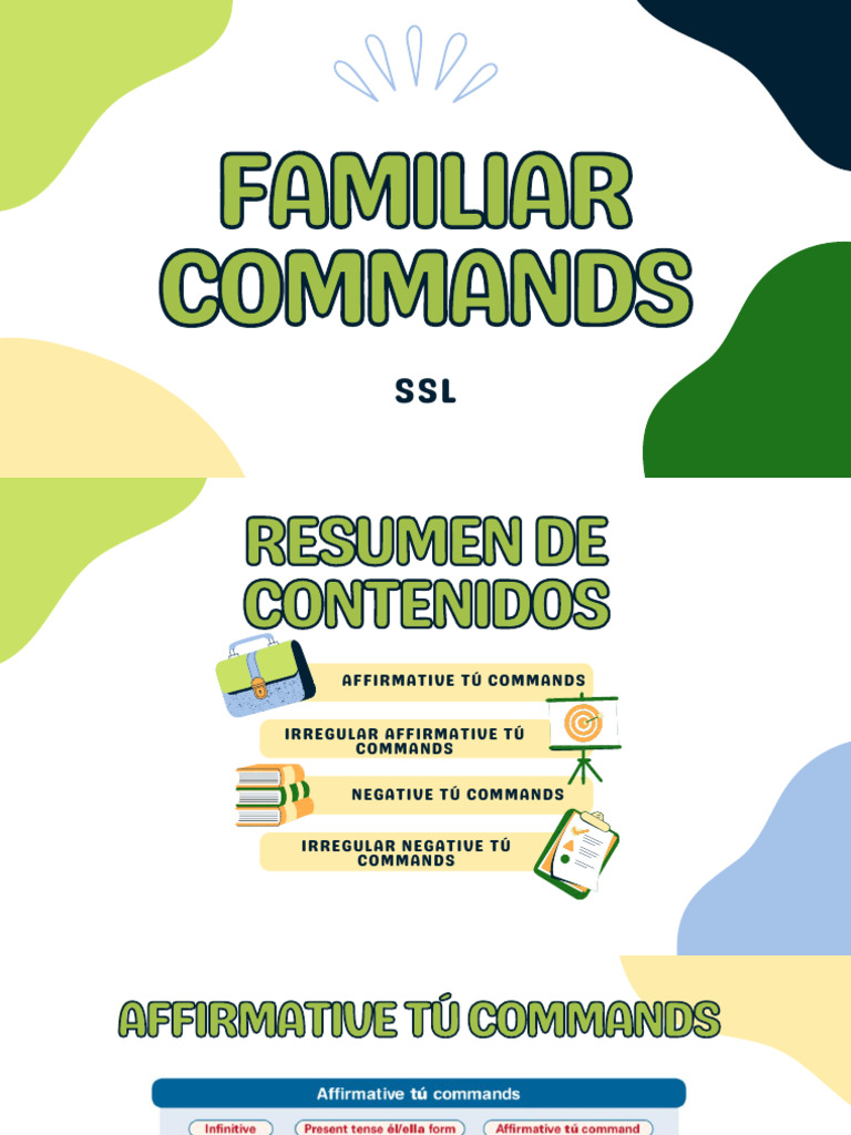 Familiar Tú Commands ssl9 | PDF