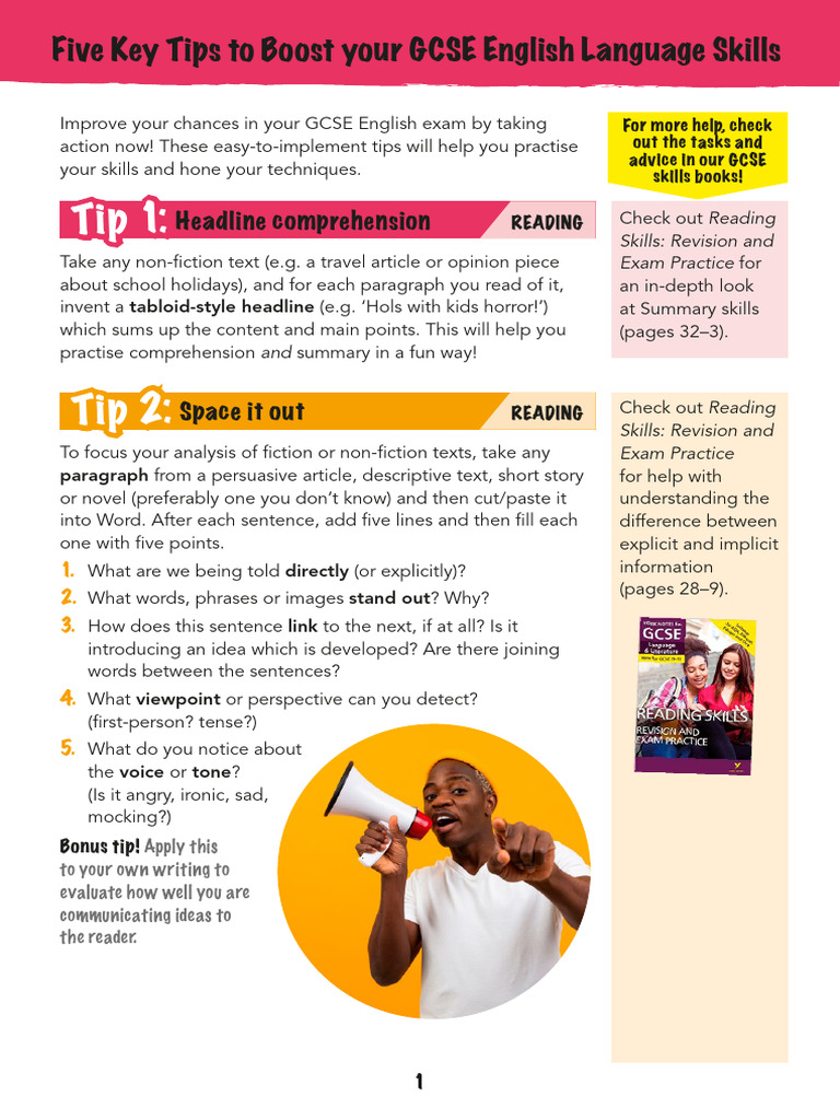 FINAL 5 Tips For English Language Skills | PDF | Reading Comprehension ...