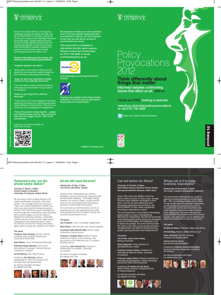 Policy Provocations Events Overview | PDF | Liverpool | Department For ...
