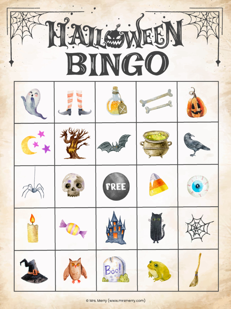 Large 25 Halloween Bingo Cards Mrs - Merry | PDF
