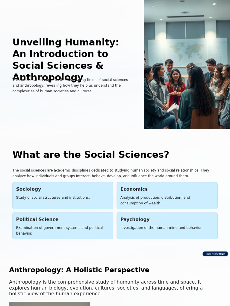 Unveiling Humanity An Introduction To Social Sciences and Anthropology ...
