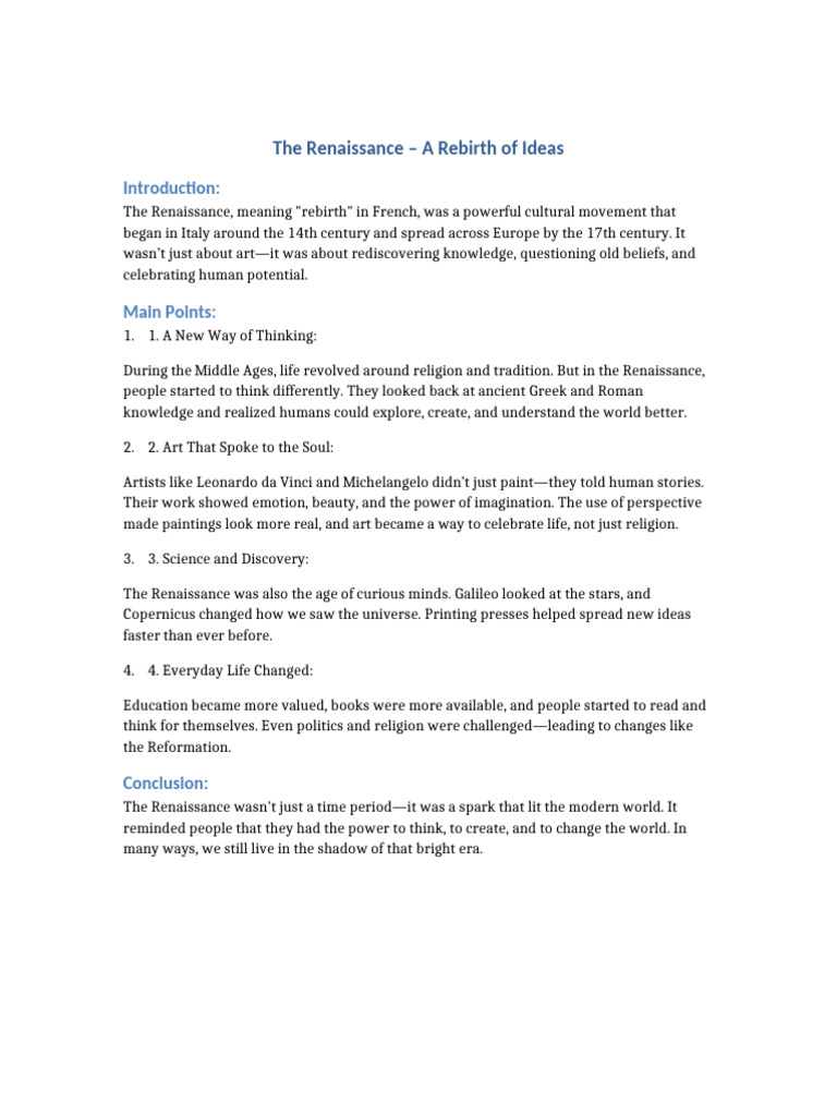 Understanding the Renaissance Movement | PDF