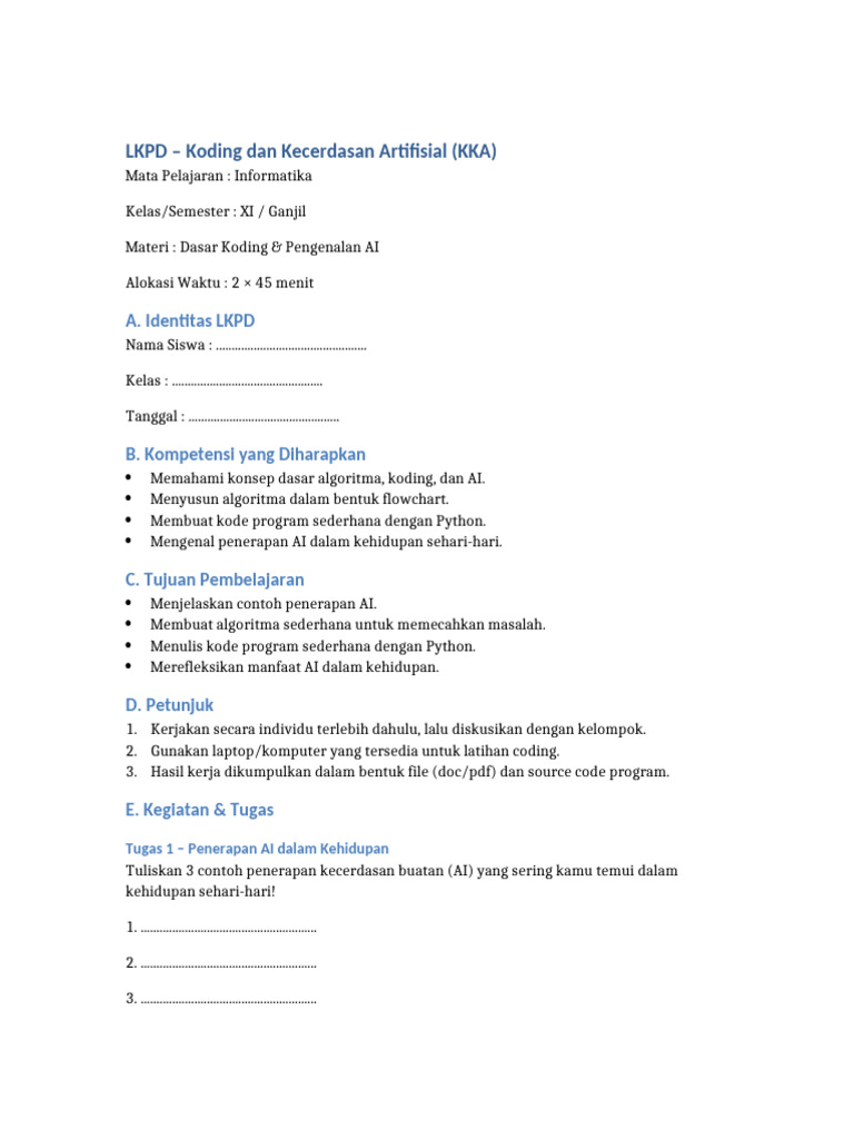 LKPD Koding AI | PDF