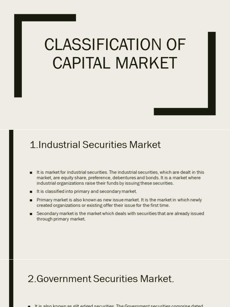 Capital Market Classification Overview | PDF