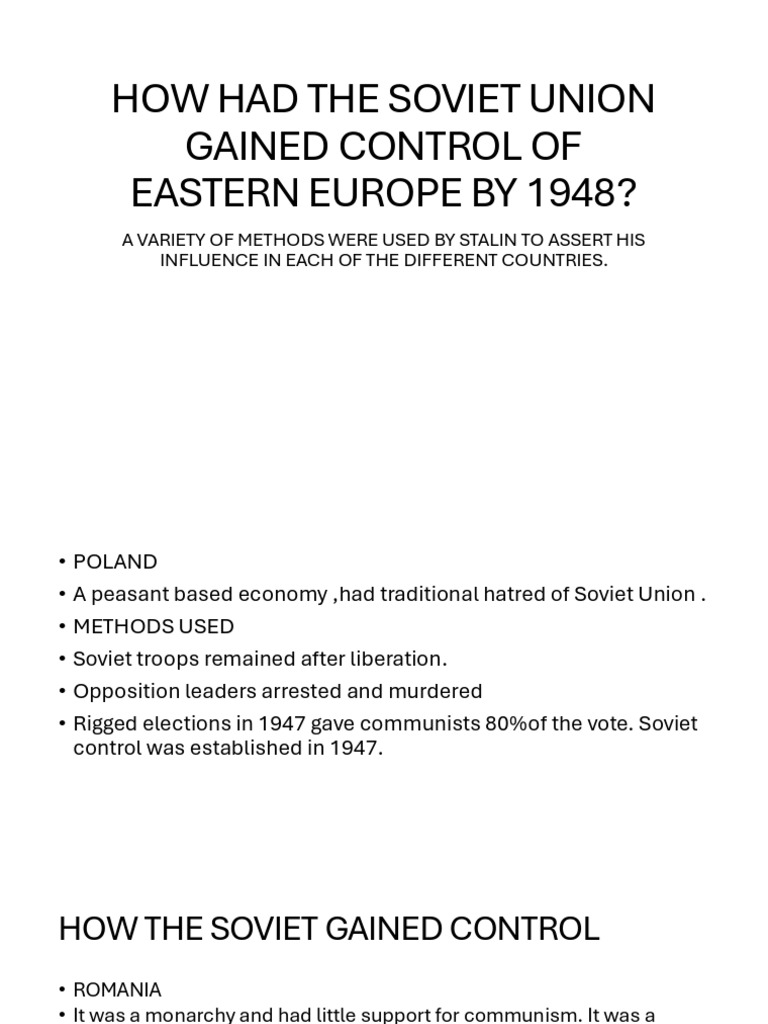 Soviet Control of Eastern Europe by 1948 | PDF | Marshall Plan ...