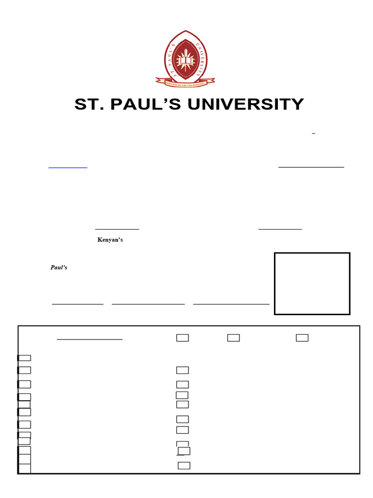 St. Paul's University Application Form | PDF