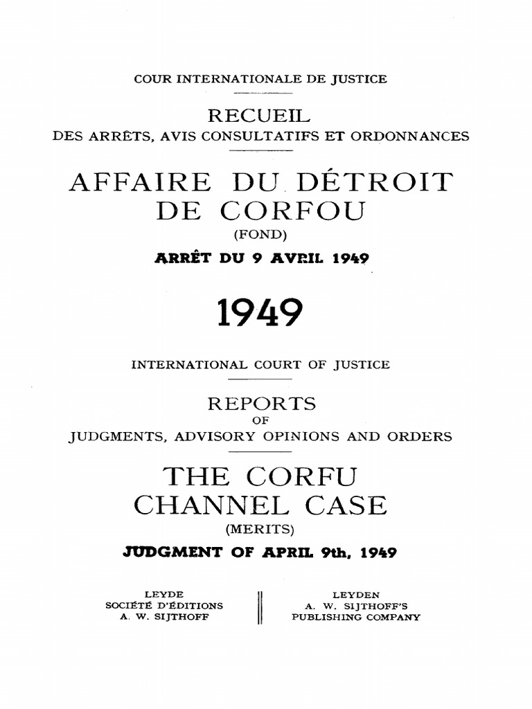 ICJ - The Corfu Channel Case (Merits) - 1949 | PDF | Judiciaries ...