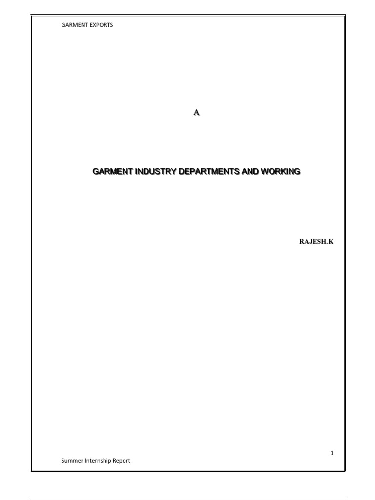 Garment Industry Deptment and Working | PDF | Invoice | Seam (Sewing)