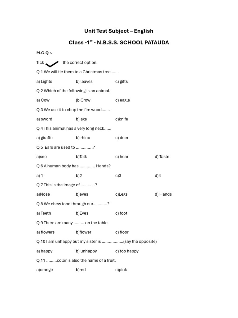 Bt Unit Test Pdf