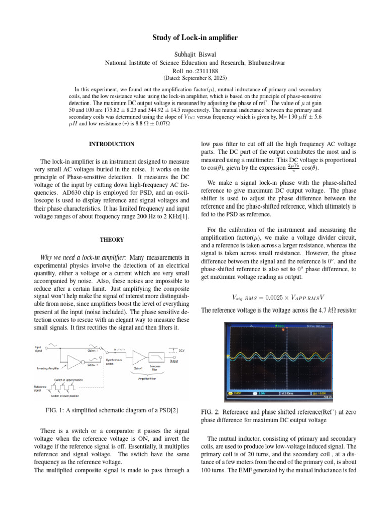 Lock in Amplifier | PDF | Inductor | Amplifier