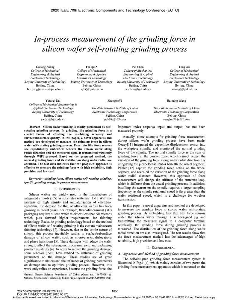 Wafer Grinding Paper 1 | PDF