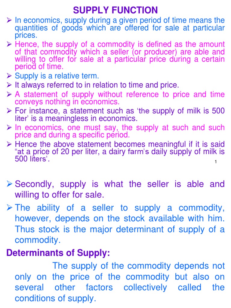 Supply Function | PDF | Supply (Economics) | Economic Equilibrium