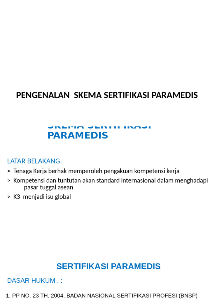 Skema Sertifikasi Paramedis K3 | PDF