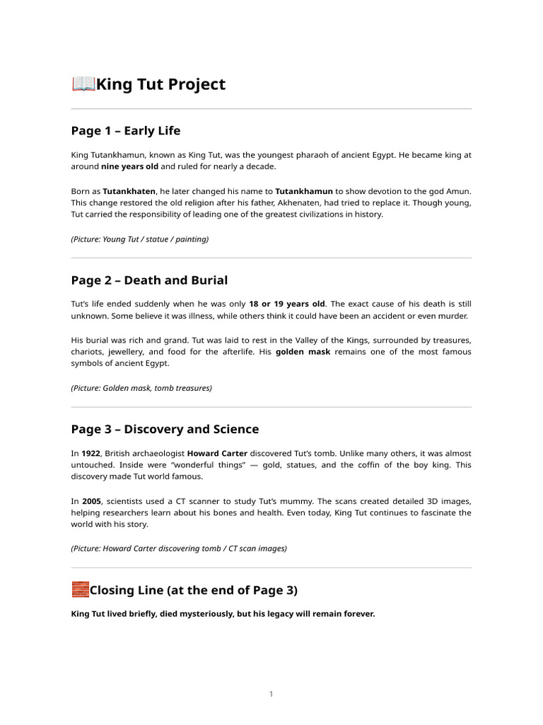 King Tut Project | PDF