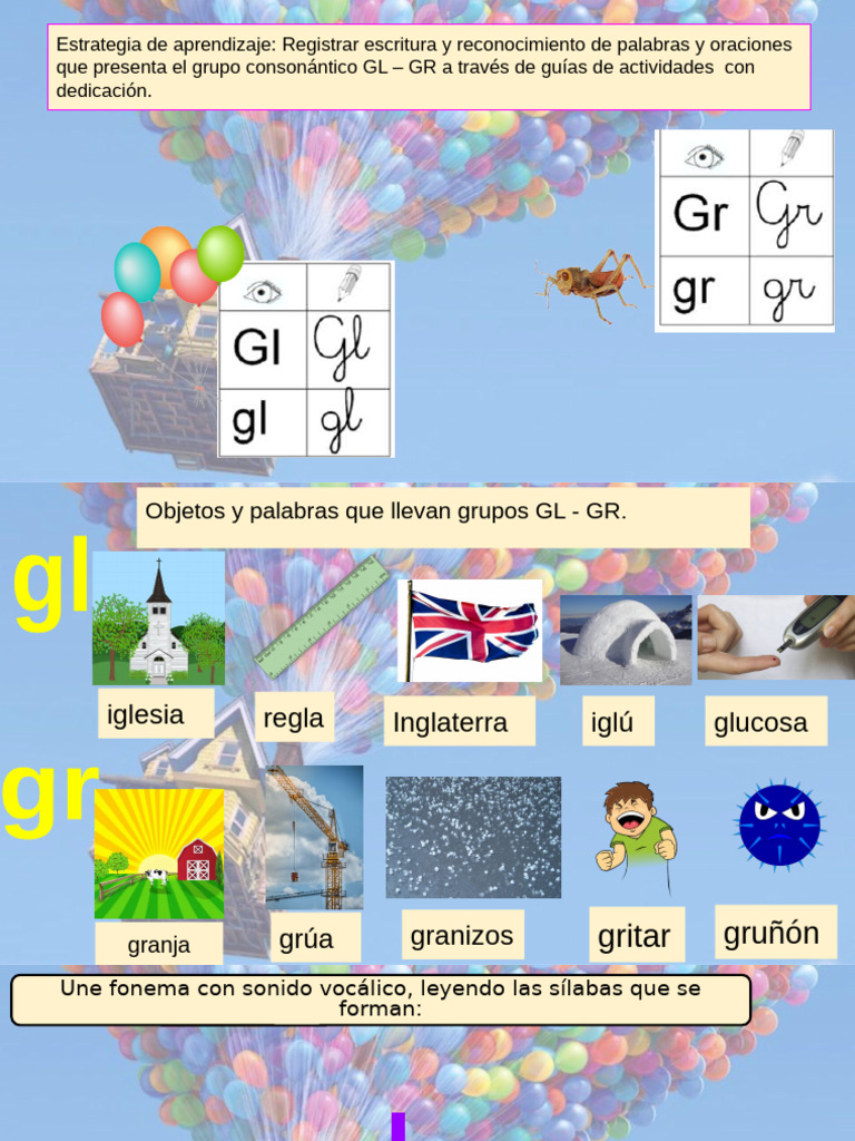Actividades con palabras GL y GR | PDF