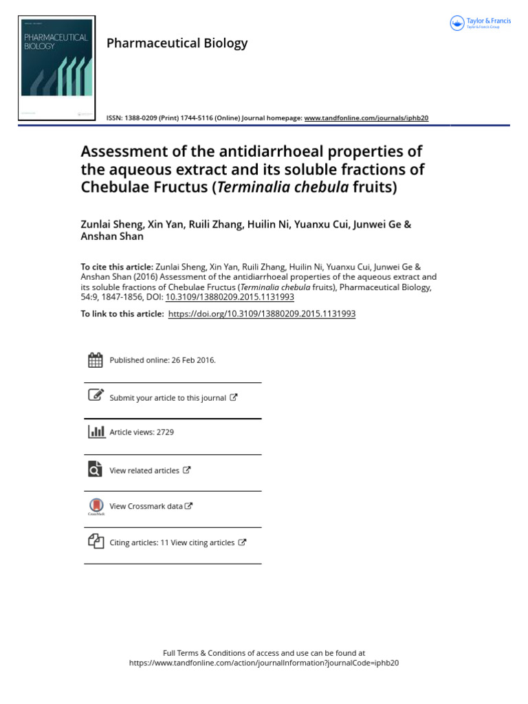 Ractions of Chebulae Fructus Terminalia Chebula Fruits | PDF | Diarrhea ...